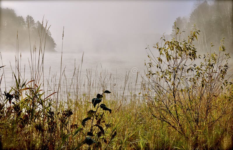 Fog Rises from the River on a Crisp, Fall Morning. Stock Photo - Image ...