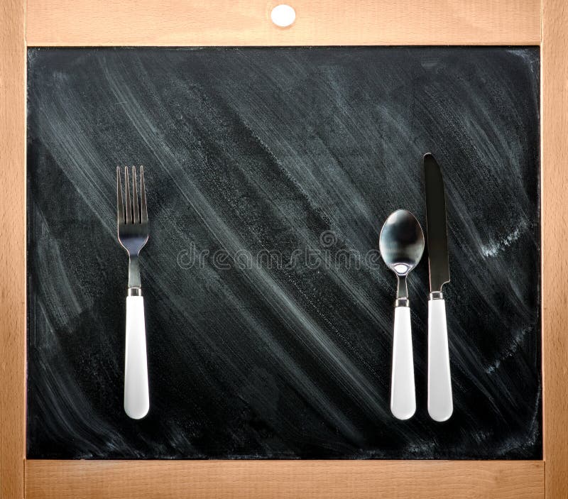 Fog, Spoon,knife on Chalkboard Stock Photo - Image of dish, concept ...