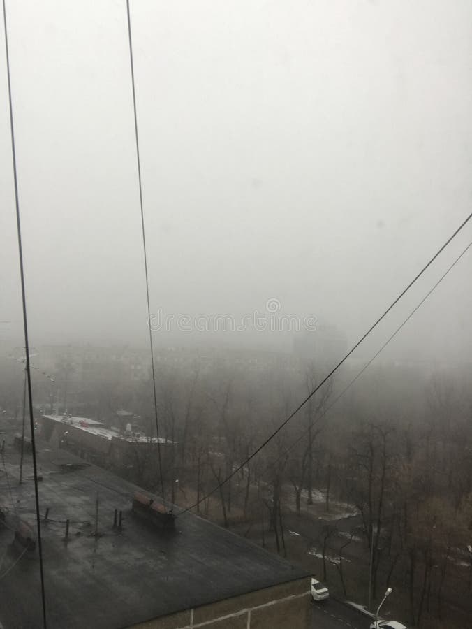 Fog on the Street View from the Window of a Multi-storey Building Stock ...