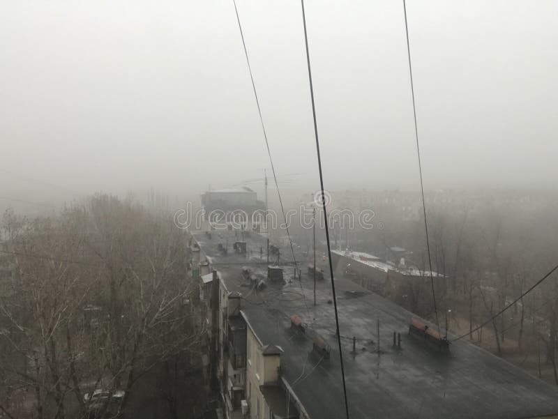 Fog on the Street View from the Window of a Multi-storey Building Stock ...