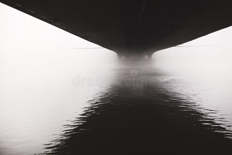 Fog under the bridge stock photo. Image of construction - 169201922