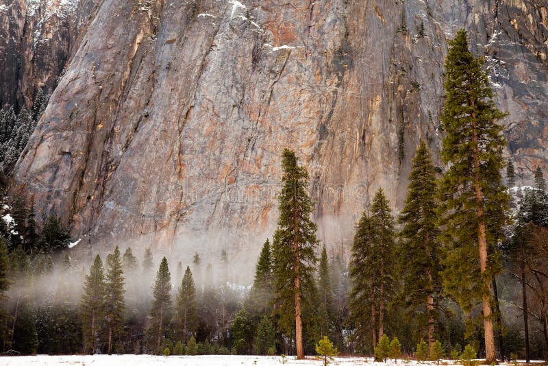Fog in Yosemite Valley stock photo. Image of cliff, rock - 12363350