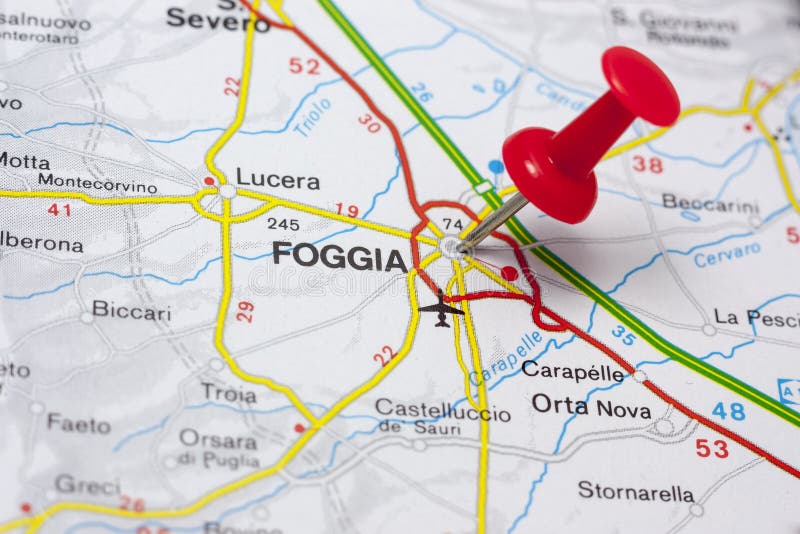 Foggia Italy on a Map stock image. Image of background - 83667949