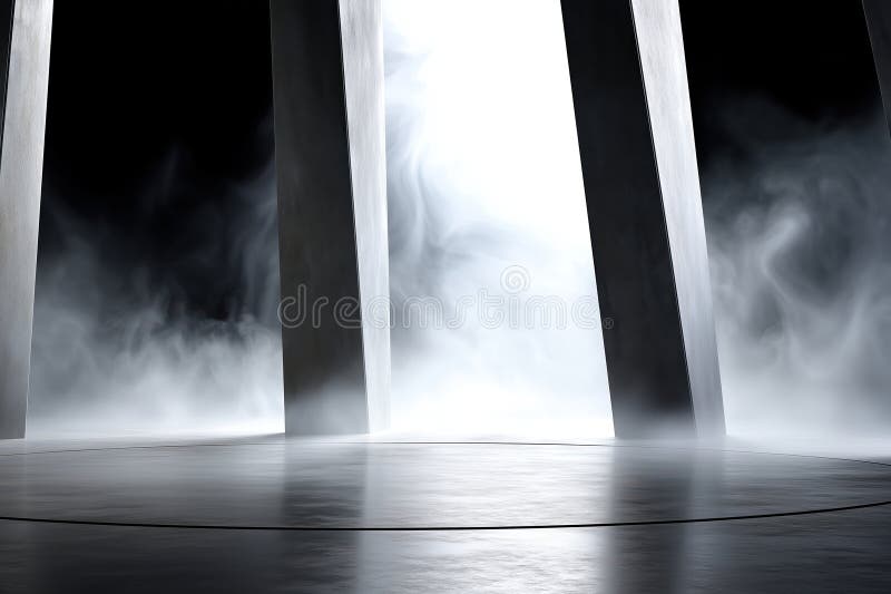 Foggy Architectural Columns with Dramatic Lighting and Smoke, Abstract ...