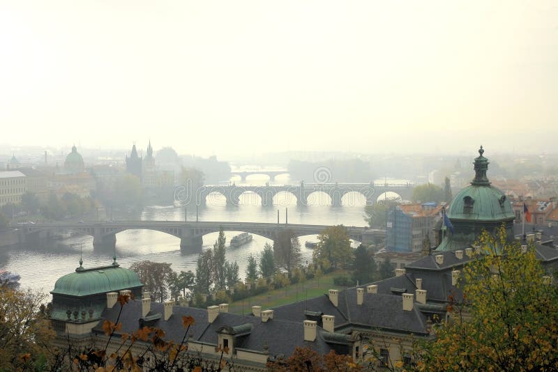 Foggy autumn in Prague stock photo. Image of europe, prague - 7395708