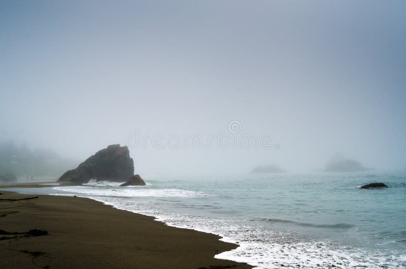 Foggy coast of Maine stock image. Image of crashing, cliffs - 968385