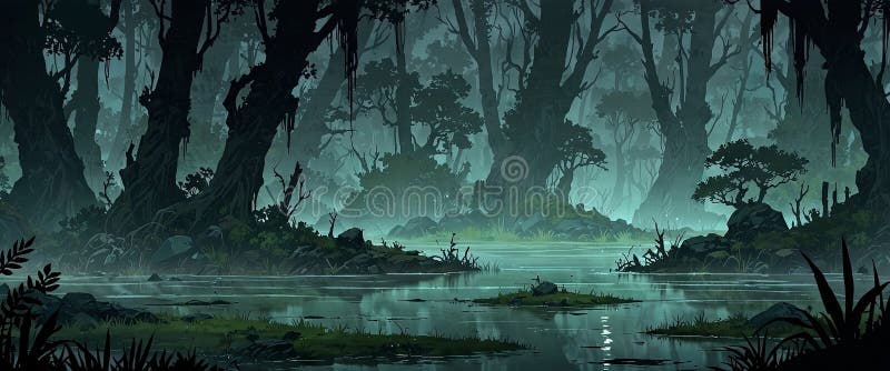 A Foggy Eerie Swamp Superb Anime-styled and DnD Environment. Anime ...