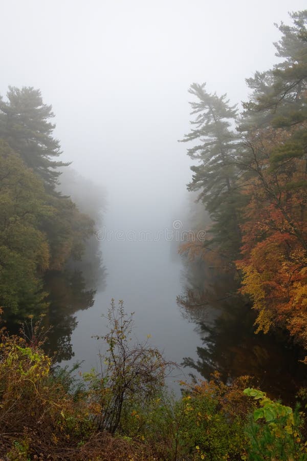 Foggy Fall Morning at the River Stock Photo - Image of landscape ...