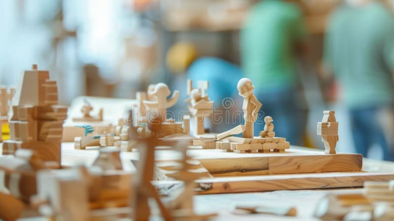 Foggy Figures Working on Various Wood Project Stock Photo - Image of ...