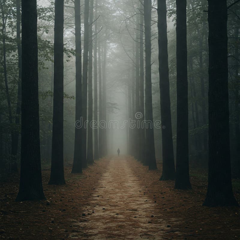 AI Generated Image of Symmetrical Forest Pathway Stock Photo - Image of ...