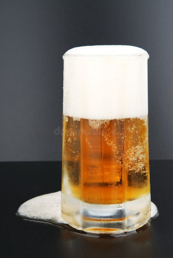 Foggy Glass with Cold Beer on a Black Background Stock Image - Image of ...