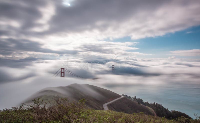 Foggy Golden Gate Bridge stock image. Image of sanfrancisco - 52076647
