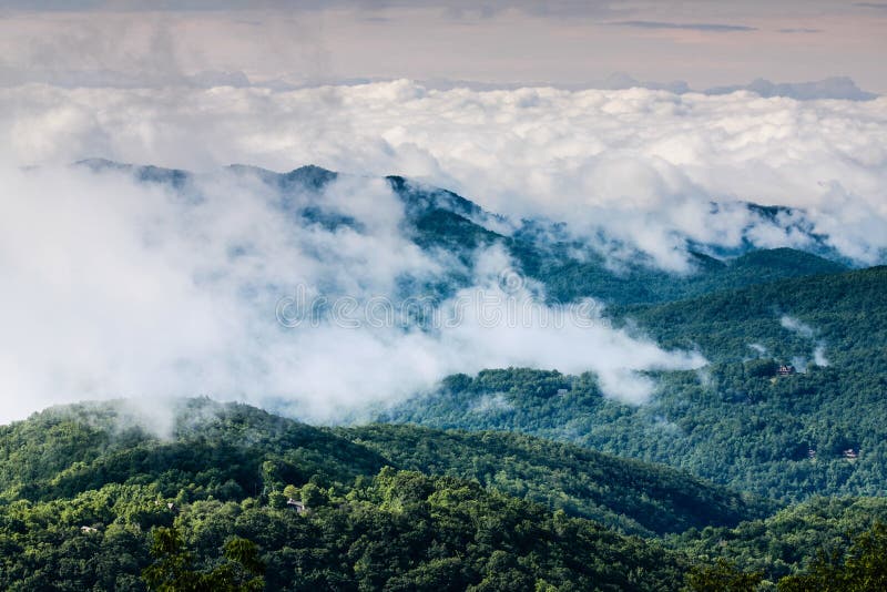 Foggy Morning Blue Ridge Mountain Landscape Stock Image - Image of ...