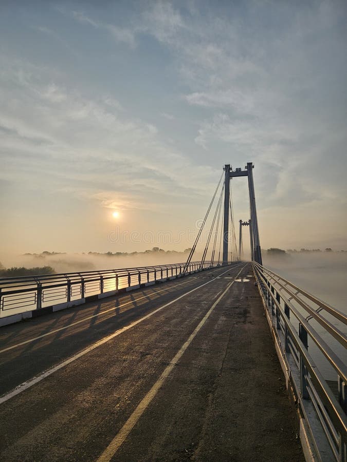 Foggy Morning, Bridge at Dawn Stock Photo - Image of travel, river ...