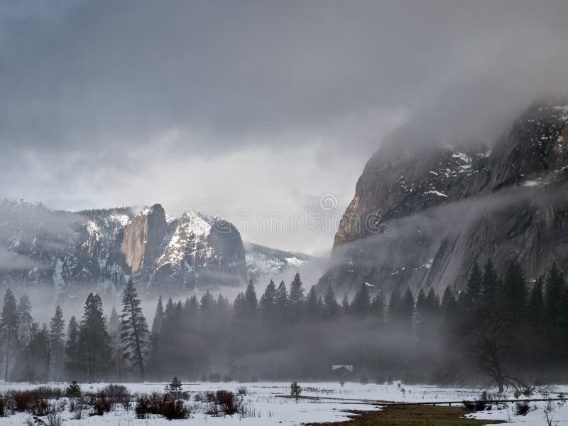 Foggy morning in yosemite stock photo. Image of stormy - 18943518