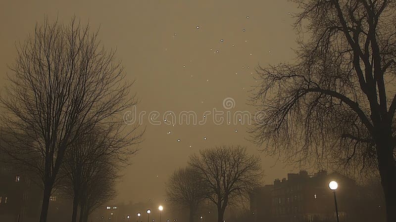 Foggy Night City Park Stars Stock Image - Image of light, city: 362360225