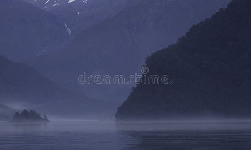 Foggy Norwegian fjord stock image. Image of misty, seas - 43311573