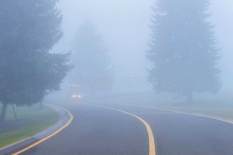 Foggy Rainy Highway Road, Low Poor Visibility, Accident Danger Warning ...