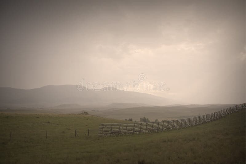 Foggy rural scene stock image. Image of fall, orange, october - 1497717