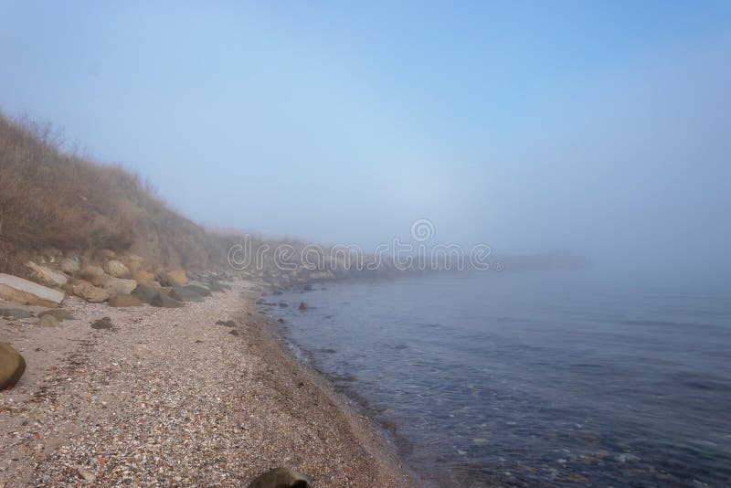 Foggy Seascape of Woods Hole Harbor on Cape Cod Stock Photo - Image of ...