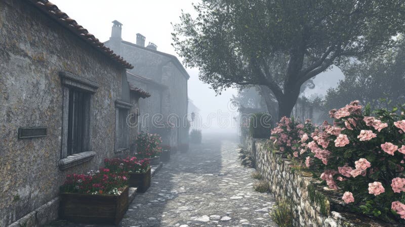 Foggy Stone Path European Village Stock Photos - Free & Royalty-Free ...