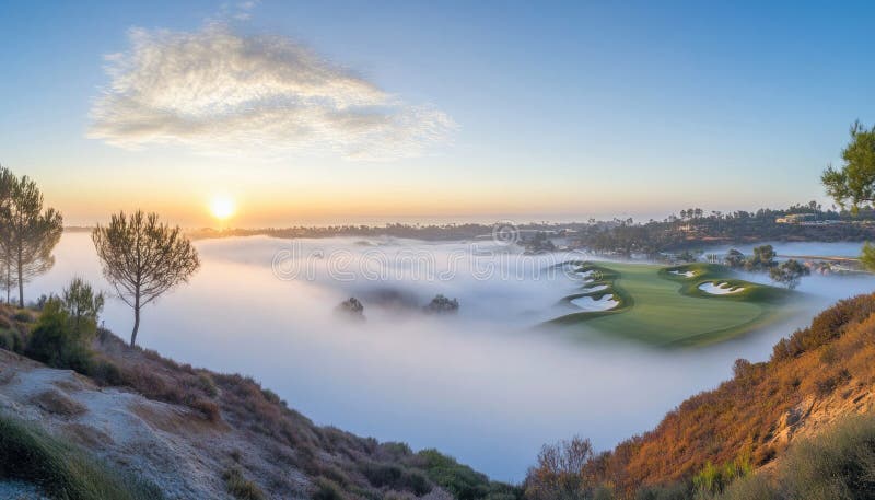 Foggy Sunset Over Golf Course Stock Photos - Free & Royalty-Free Stock ...