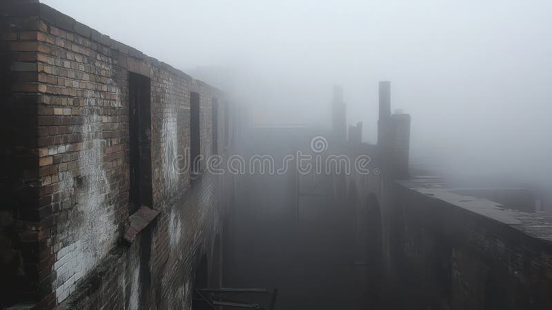 A Foggy View of an Abandoned Building, Showcasing Its Eerie Atmosphere ...