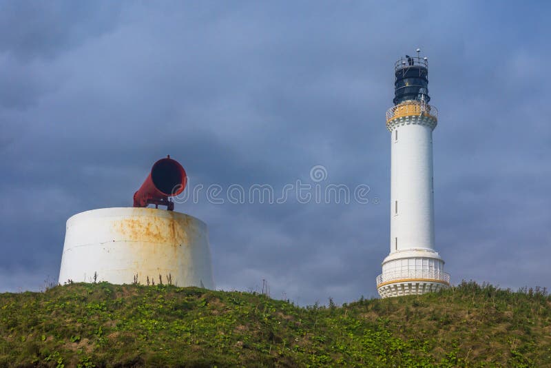 Foghorn and Lighthouse stock image. Image of horn, landscape - 44035299
