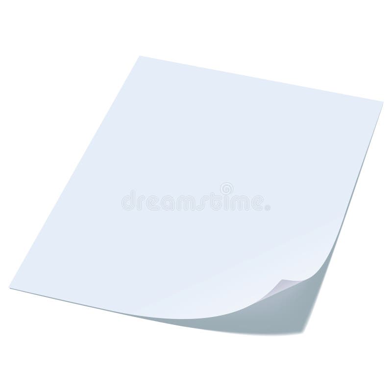 Foglio di carta in bianco. illustrazione vettoriale. Illustrazione di ...