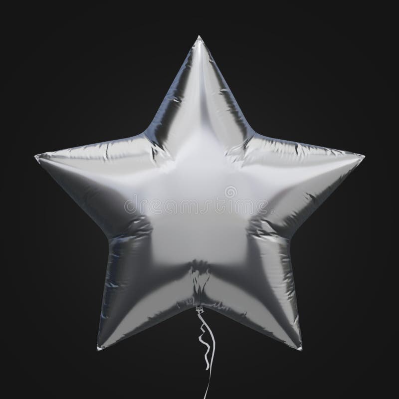 Foil Balloon Icon. Star Shape Silver Balloon 3D Rendering. Stock ...
