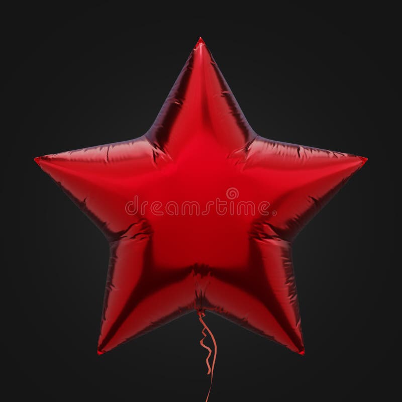 Foil Balloon Icon. Star Shaped Red Balloon 3D Rendering Banner. Stock ...