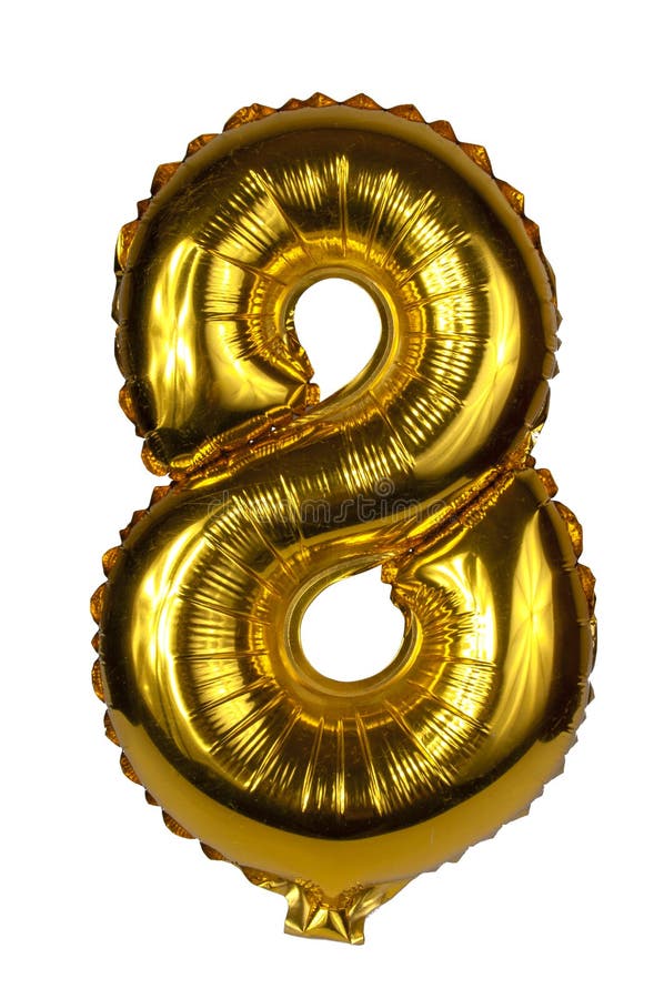 Foil Gold Balloon Number Isolated on the White Stock Photo - Image of ...