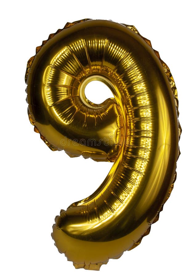 Foil Gold Balloon Number Isolated on the White Stock Image - Image of ...