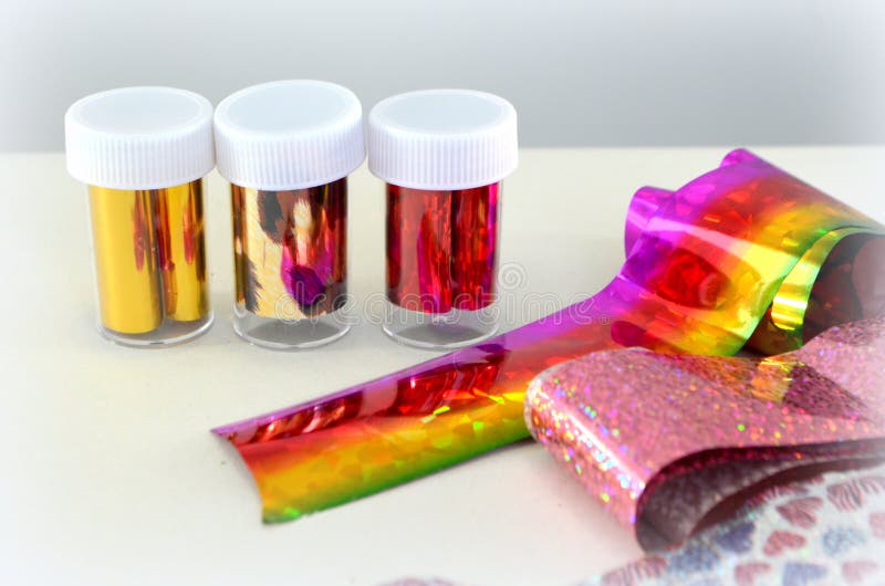 Foil for nail design, set stock image. Image of foil - 83872119