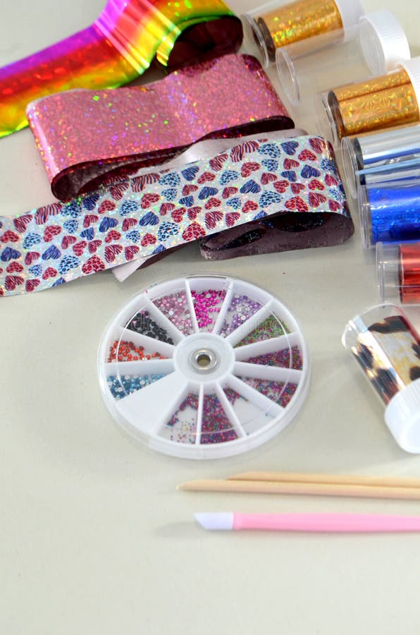 Foil for nail design, set stock photo. Image of health - 83876372