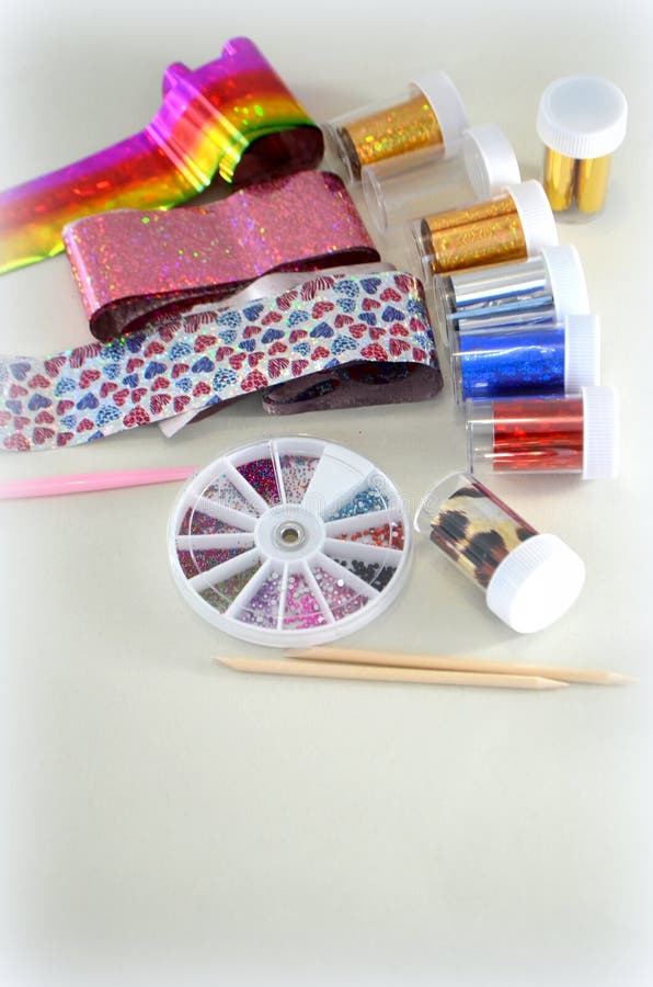 Foil for nail design, set stock image. Image of beautiful - 83877763