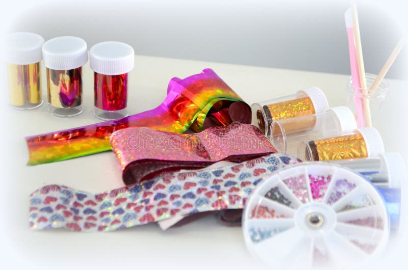 Foil for nail design, set stock image. Image of device - 83877785