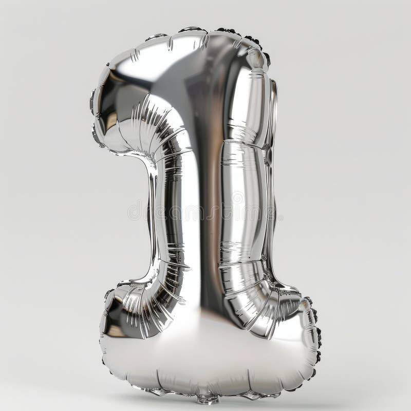 Foil Number 1 Balloon on Isolated Background. Chrome Balloon Stock ...