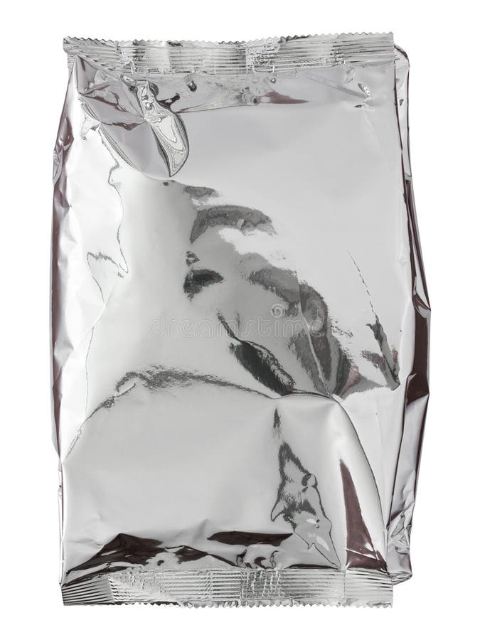 Foil Package Bag Isolated on White Stock Image - Image of metallic ...