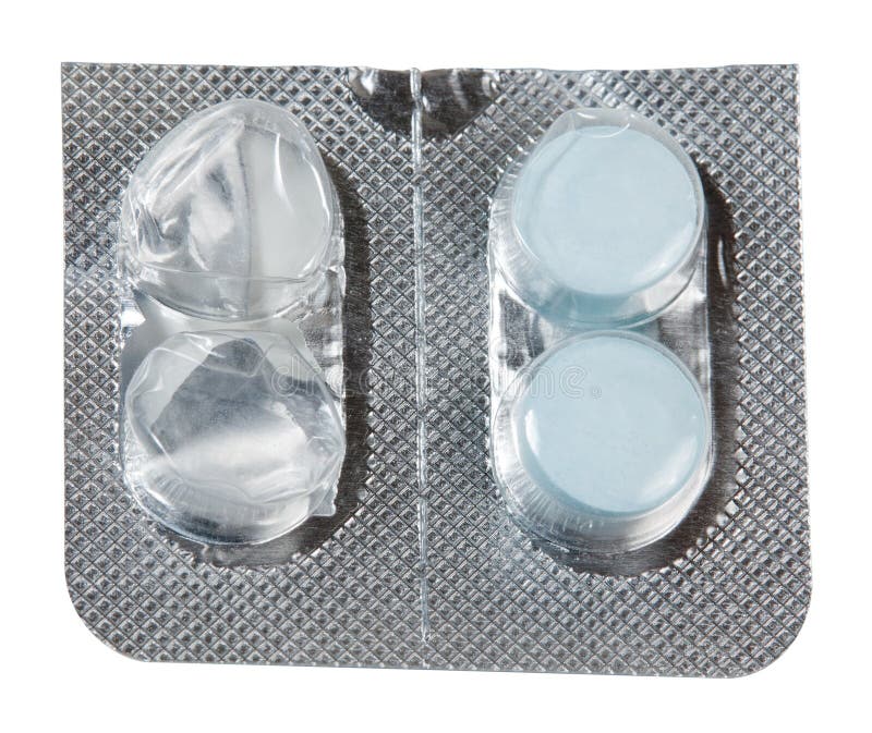 Foil Packet for Tablets with Two Blue Tablets Stock Image - Image of ...