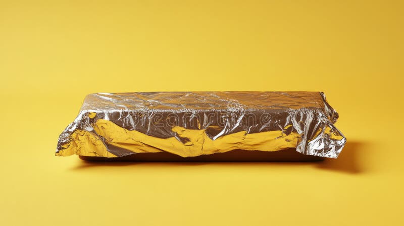 Foil-wrapped Object on a Yellow Background. Stock Photo - Image of ...