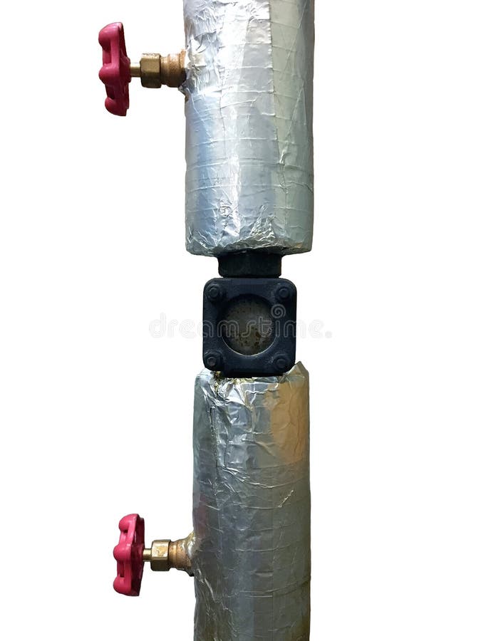 Pipe with Temperature Sensor and Horizontal Valve. Home Heating System ...