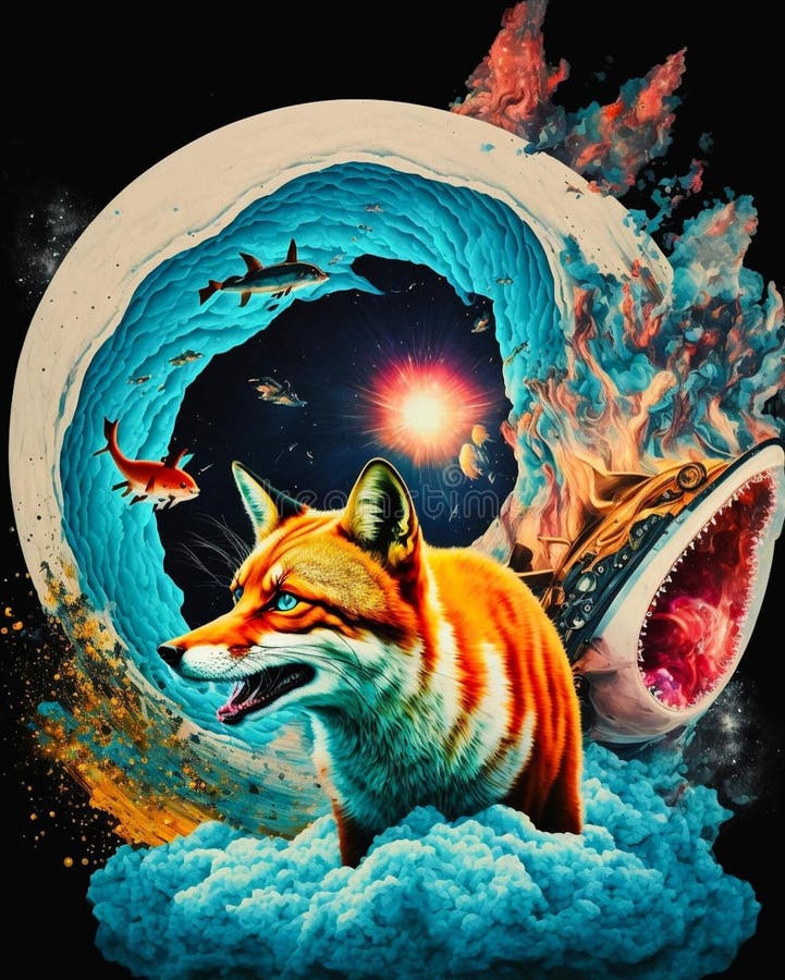 Fok in the shark stock image. Image of comics, face - 270388071