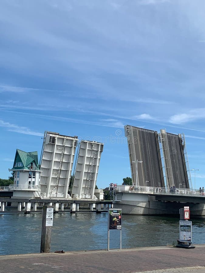 Fold Bridge at Kappeln Schlei with a Cloudy Blue Sky Editorial Stock ...