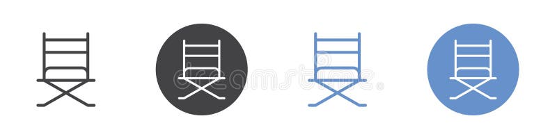 Fold Chair Icon Flat Set in Black and White Color Stock Vector ...