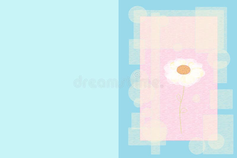 Fold in Half Cute Postcard with White Flower in Pink and Blue Stock ...