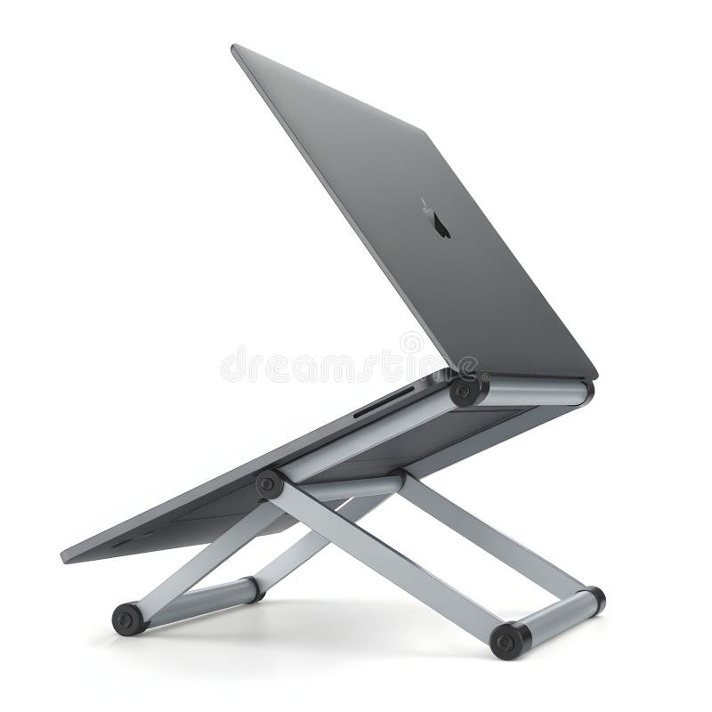 Foldable Aluminum Laptop Stand, Side View on White Stock Illustration ...