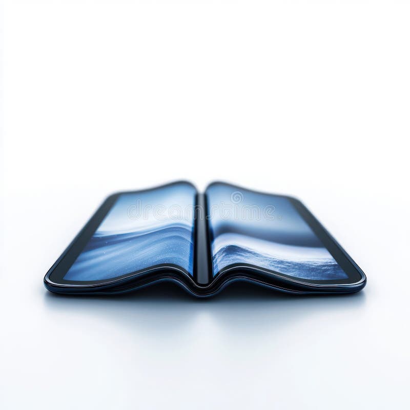 Foldable Book Smartphone Half-Folded Displaying Dual Screens Isolated ...