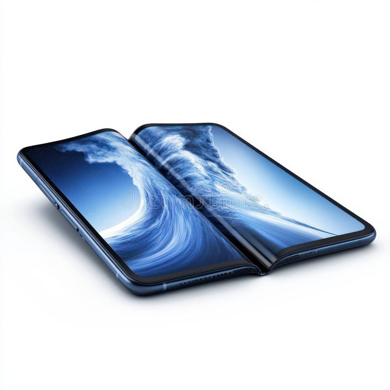 Smartphone Half Folded Displaying Dual Screens Stock Illustrations – 6 ...