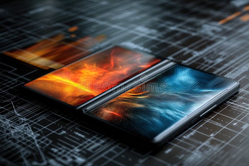 Foldable Dual-Screen Smartphone Displayed on Innovative Tech Grid ...